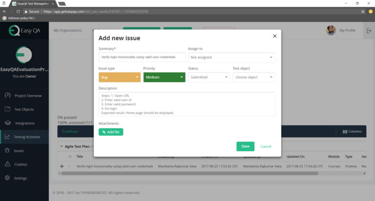 Easyqa Tutorial Learn Easyqa Test Management Tool In 10 Mins